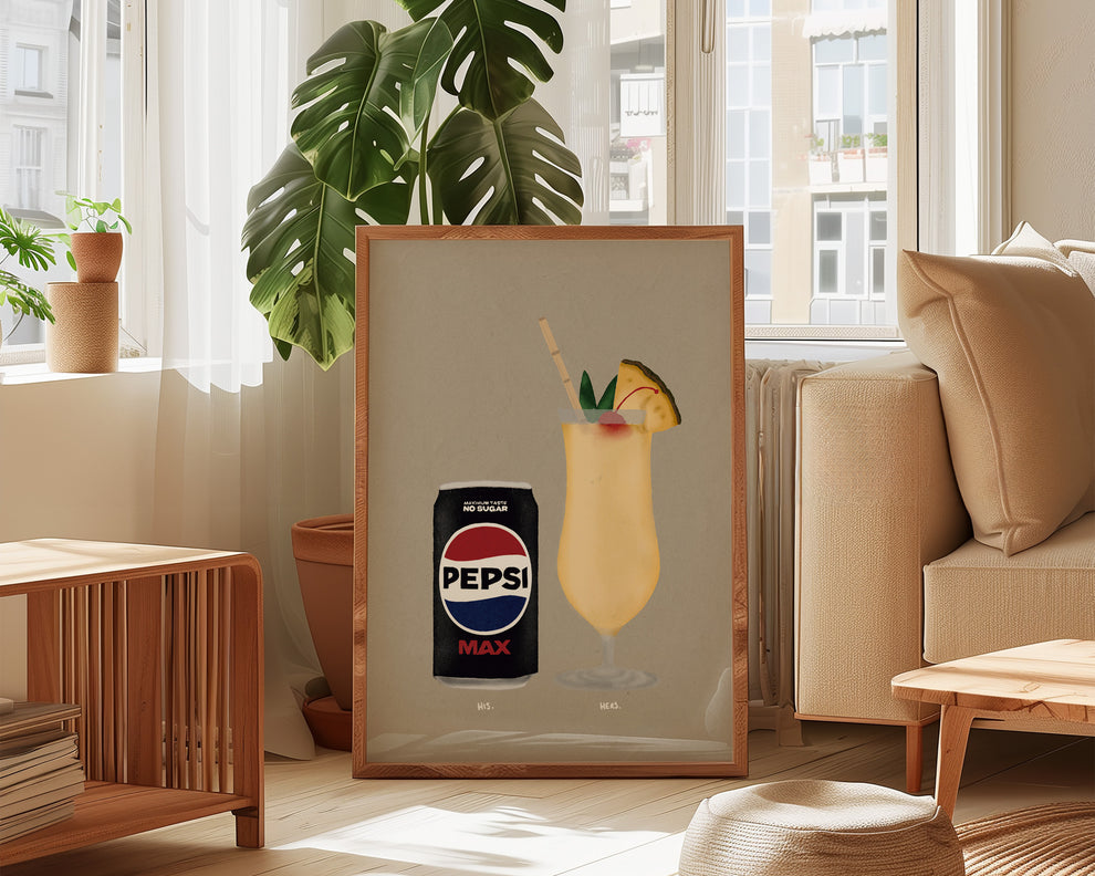His & Hers Drinks Pepsi Max And Pina Colada Wall Art Print – Alluvion