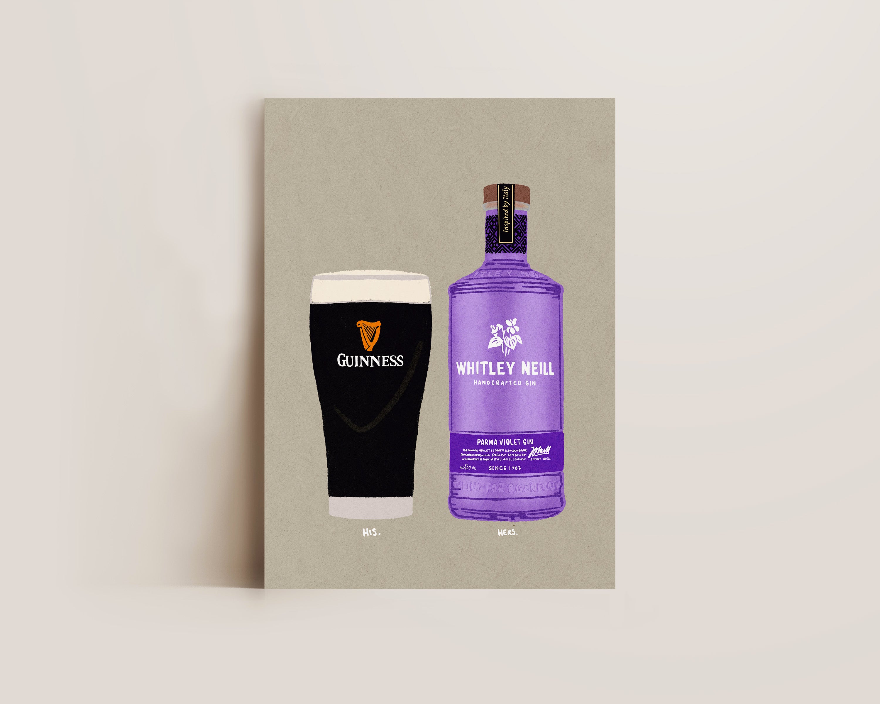 His & Hers Drinks Guinness And Whitley Neil Gin Wall Art Print – Alluvion